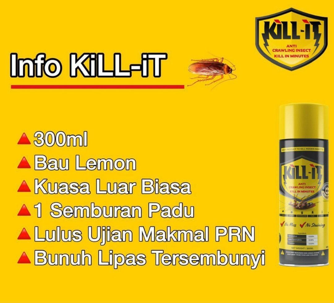 Kill It | Anti Crawling Insects | Spray Lipas Untuk Kereta | 150 ml ...