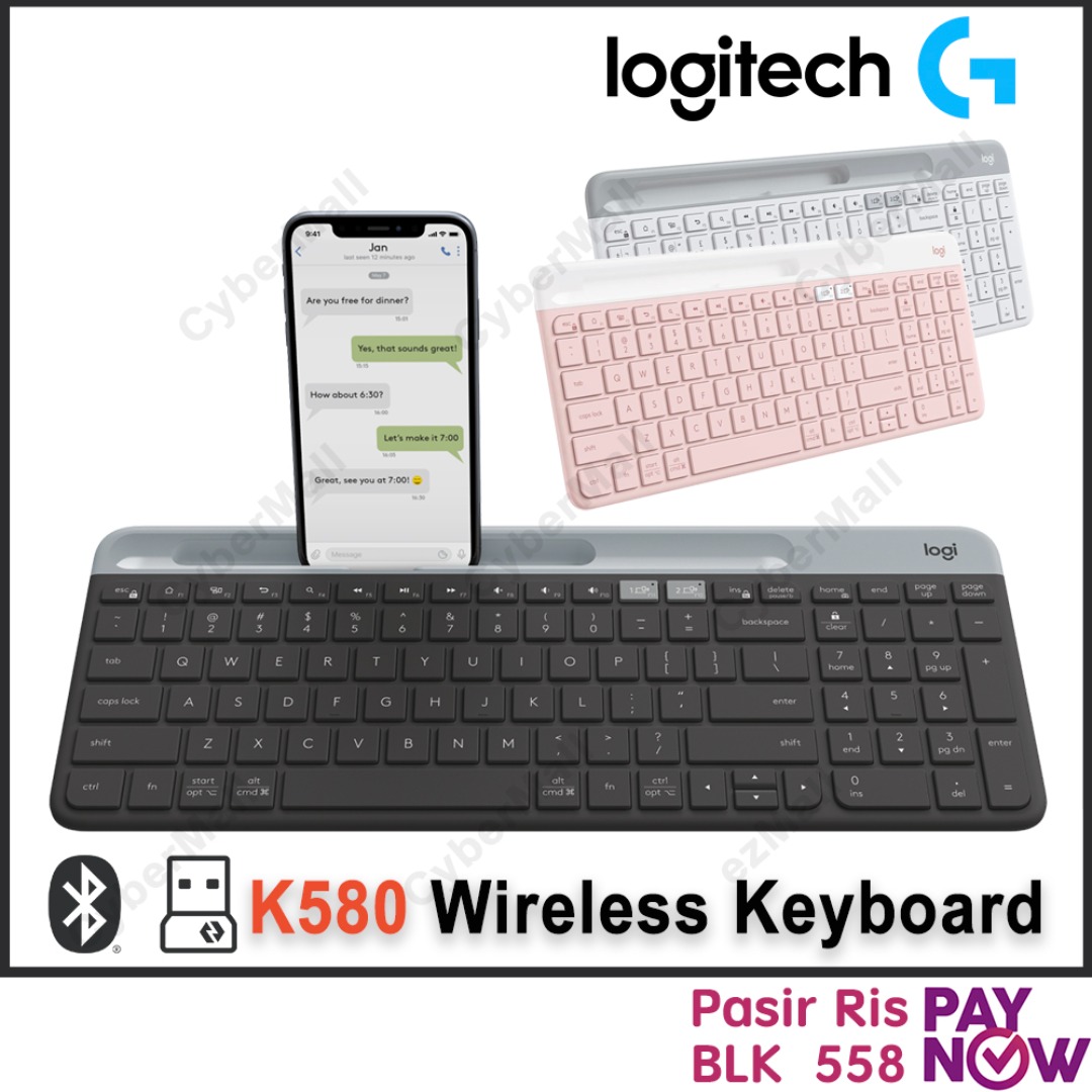 Logitech K580 Slim Multi-Device Wireless Keyboard for Chrome OS - Bluetooth/USB Receiver, Easy ...