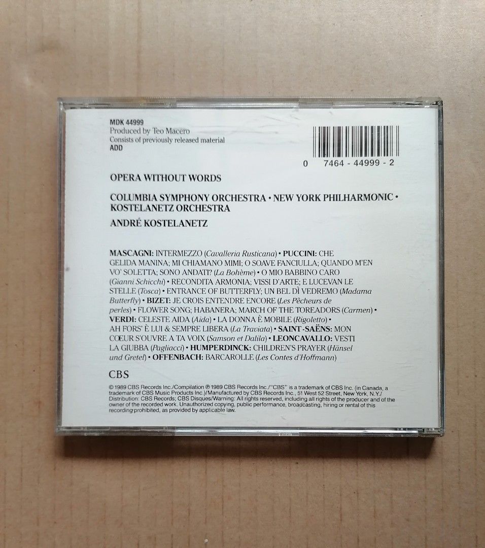 Opera Without Words, Hobbies & Toys, Music & Media, CDs & DVDs on Carousell