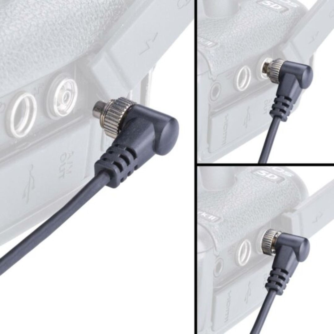 PC Flash Sync Coil Cable 2.5mm 3.5mm 6.35mm Male to screw lock ...
