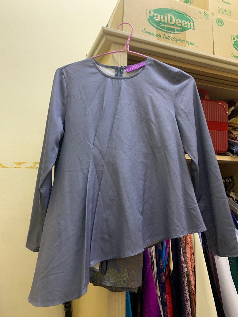 Poplook Premium (S) in Dusty Blue, Women's Fashion, Muslimah Fashion ...