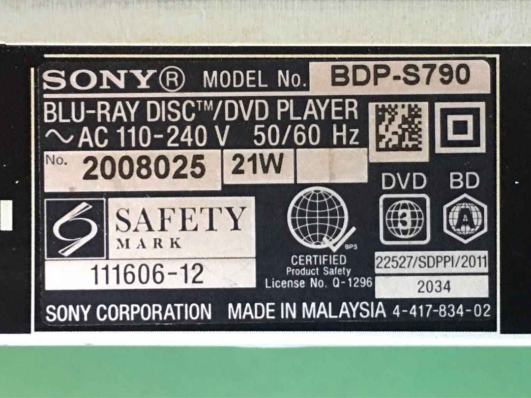 SONY BDP-S790 3D Blu-ray DVD Player (WiFi 2.4G)(RIP SACD)(4K升頻)藍光影碟播放機 ...