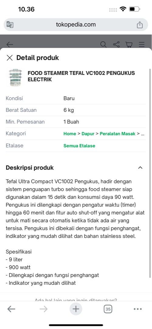 Tefal steam cuisine VC1002 pengukus, Kitchen & Appliances di Carousell