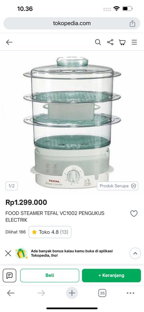 Tefal steam cuisine VC1002 pengukus, Kitchen & Appliances di Carousell