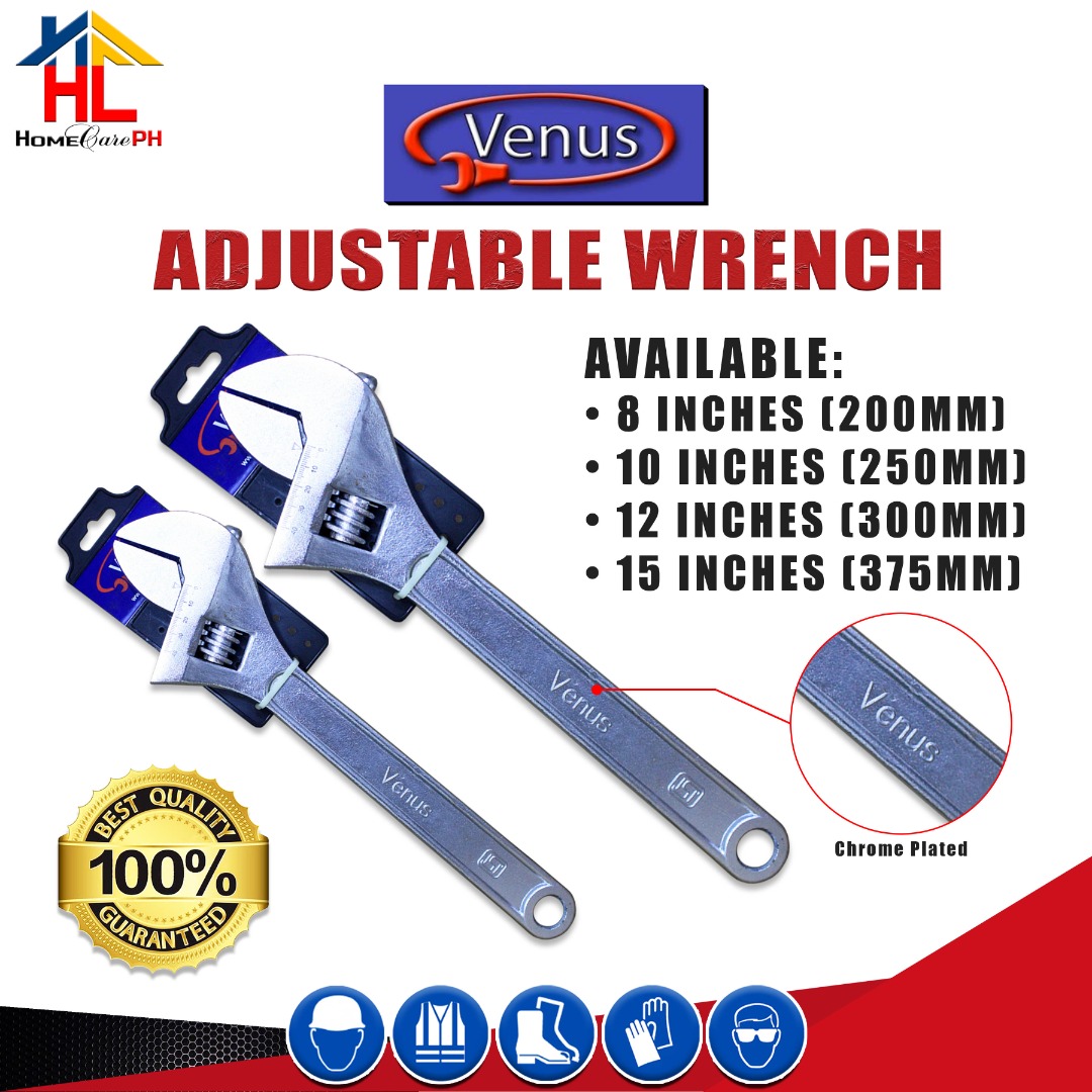 Venus Heavy Duty Adjustable Wrench (Chrome), Commercial & Industrial ...