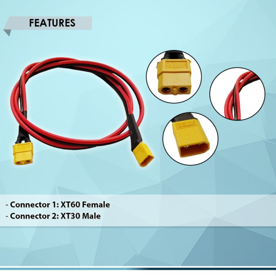 XT60 FEMALE to XT30 MALE PLUG with #16-AWG WIRE, BEST FOR RC LIPO ...