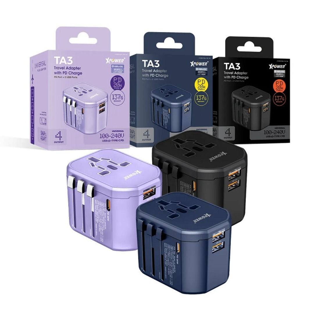 現貨|XPower TA3 Travel Adapter 20W PD充電 旅行充電轉插 | 4 Output - USB*2+Type-C ...