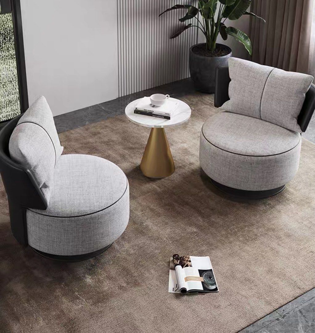 ALPINE Modern Swivel Lounge Chair, Furniture & Home Living, Furniture ...