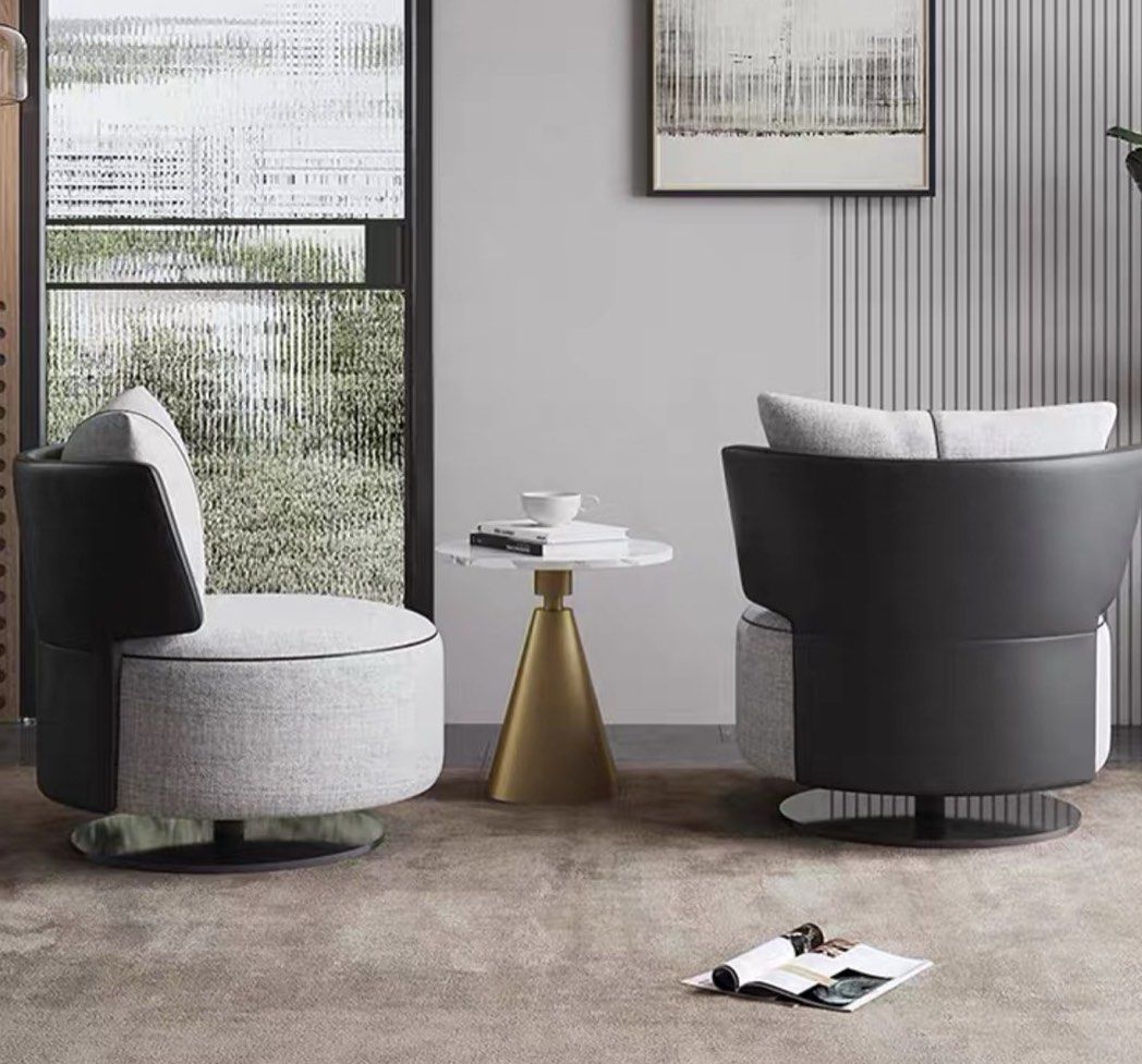 ALPINE Modern Swivel Lounge Chair, Furniture & Home Living, Furniture ...