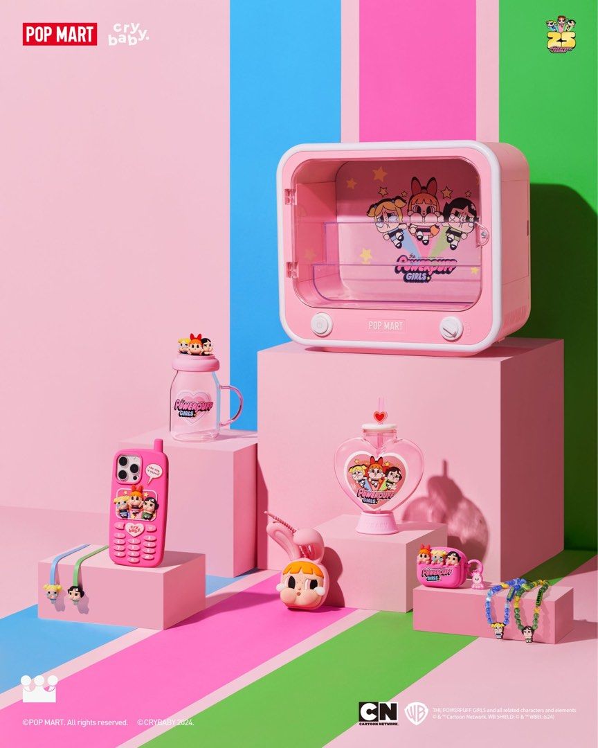 (BrandNew) Popmart CRYBABY × Powerpuff Girls Series-TV Set Luminous ...