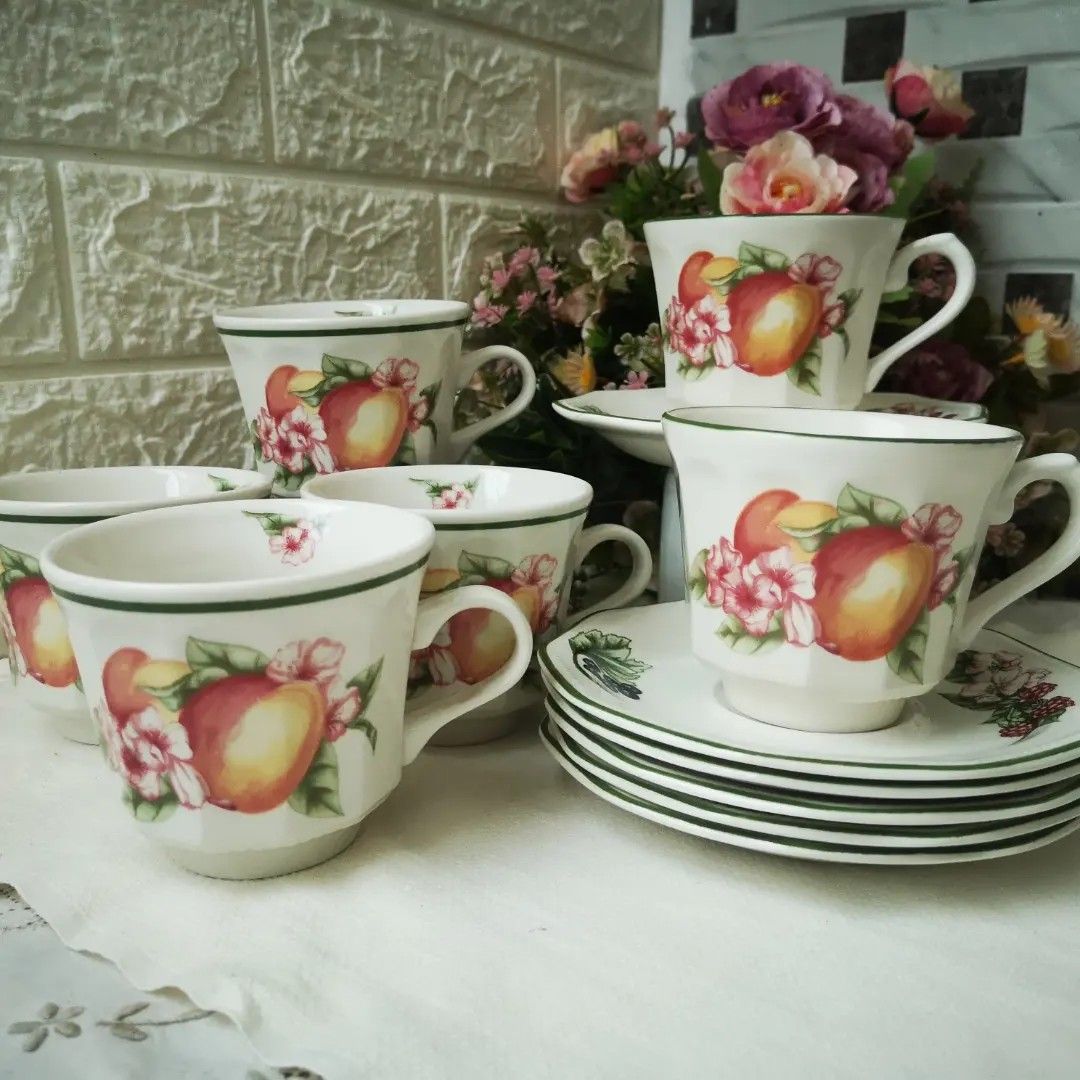 Churchill The Chartwell Collection Victorian Orchard 6 pairs teacups ...