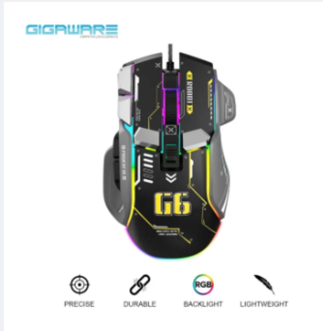 Gigaware G6 Gundam Robot Mecha Style RGB Multi Color Light 12800 DPI ...