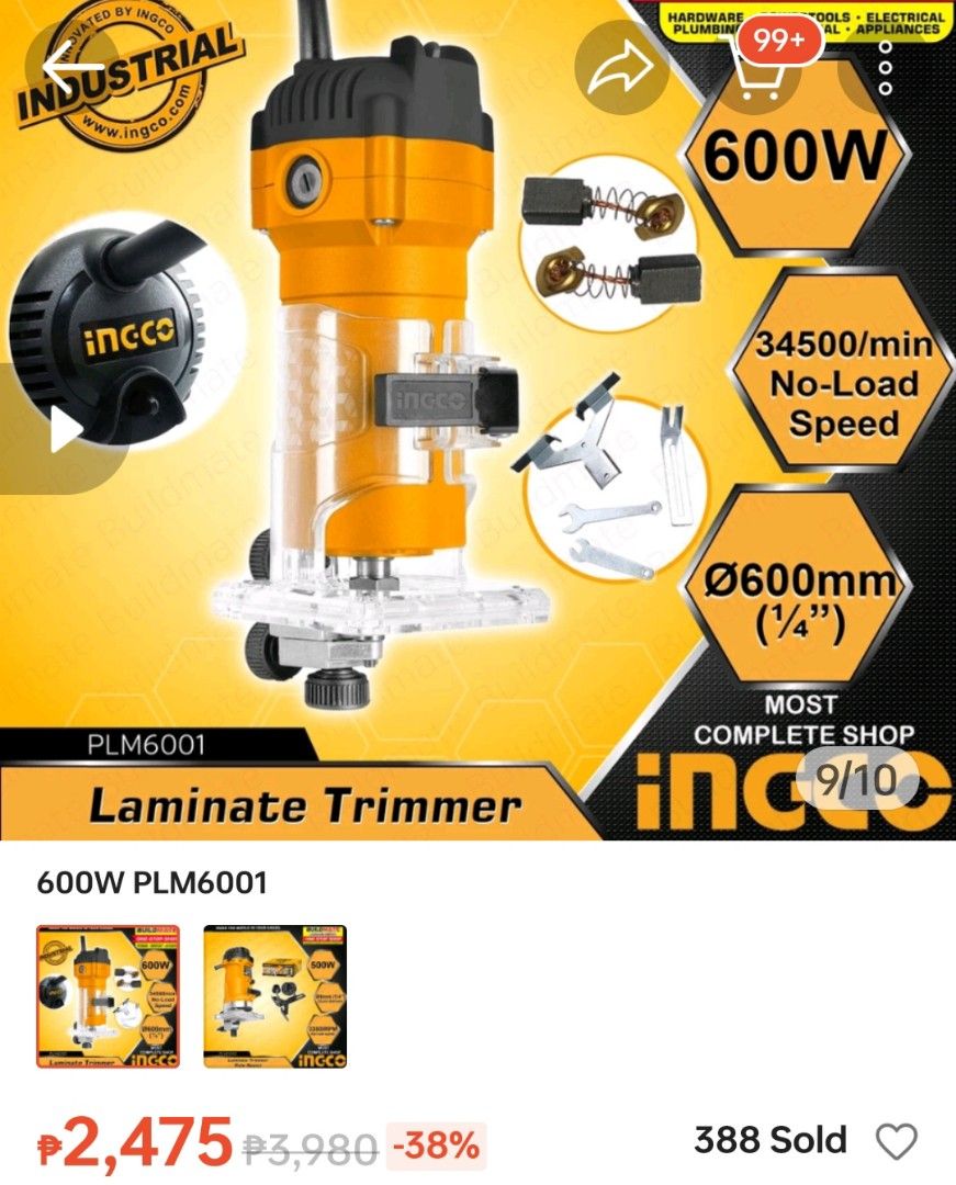 ingco router, Commercial & Industrial, Construction Tools & Equipment ...