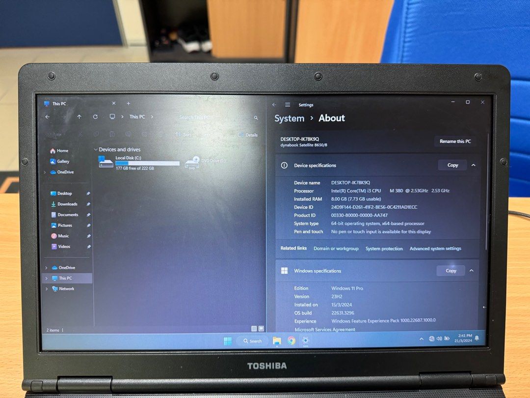 [Laptop] Toshiba Dynabook Satellite B650/B 256GB SSD / 8GB RAM ...