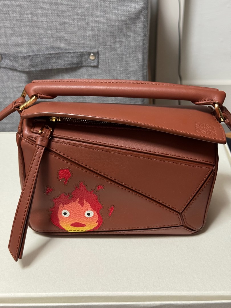 Loewe x Ghibli Howl’s Moving castle Calcifer Mini Puzzle bag in satin ...