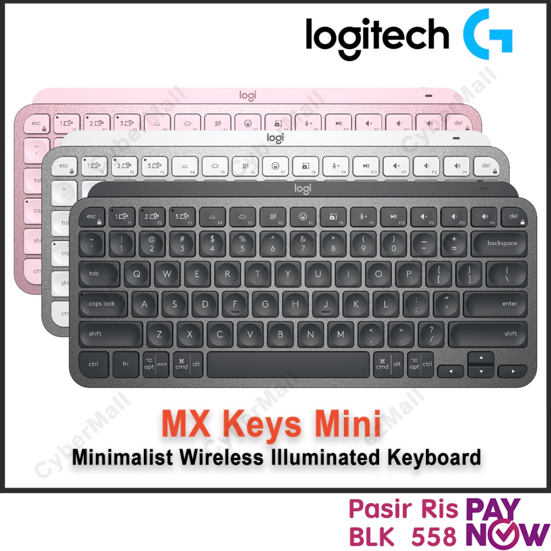 Logitech MX Keys Mini Minimalist Illuminated Wireless Keyboard, Quiet ...