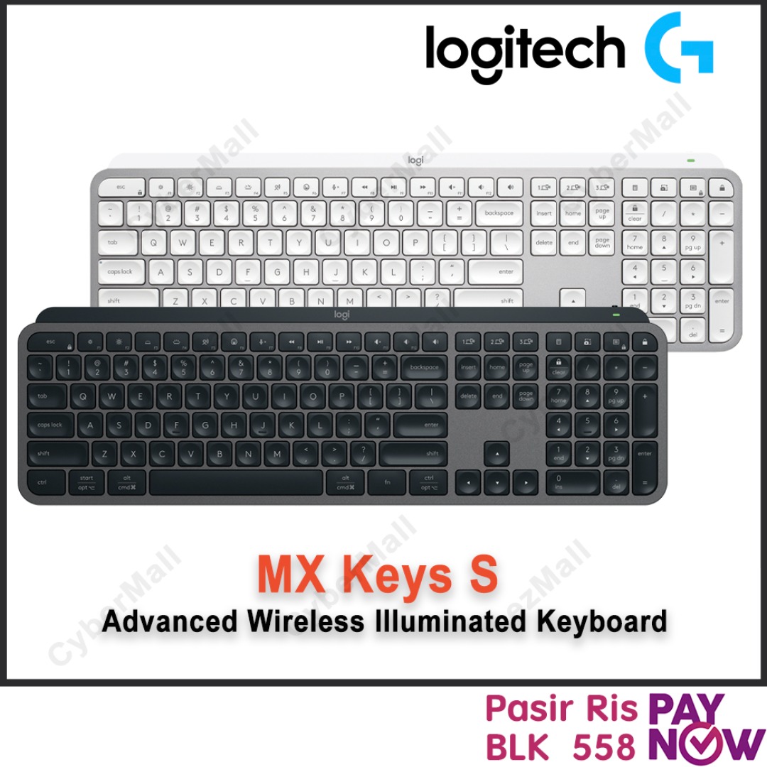 Logitech MX Keys S Wireless Keyboard, Advanced Low Profile Fluid ...
