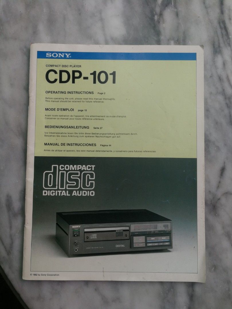 Rare Vintage 1982 SONY CDP-101 User Manual The 1st CD Player Ever, Hobbies & Toys, Collectibles ...