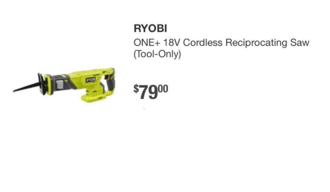 Ryobi P519 18V Reciprocating Saw (Tool only - No Battery and charger ...