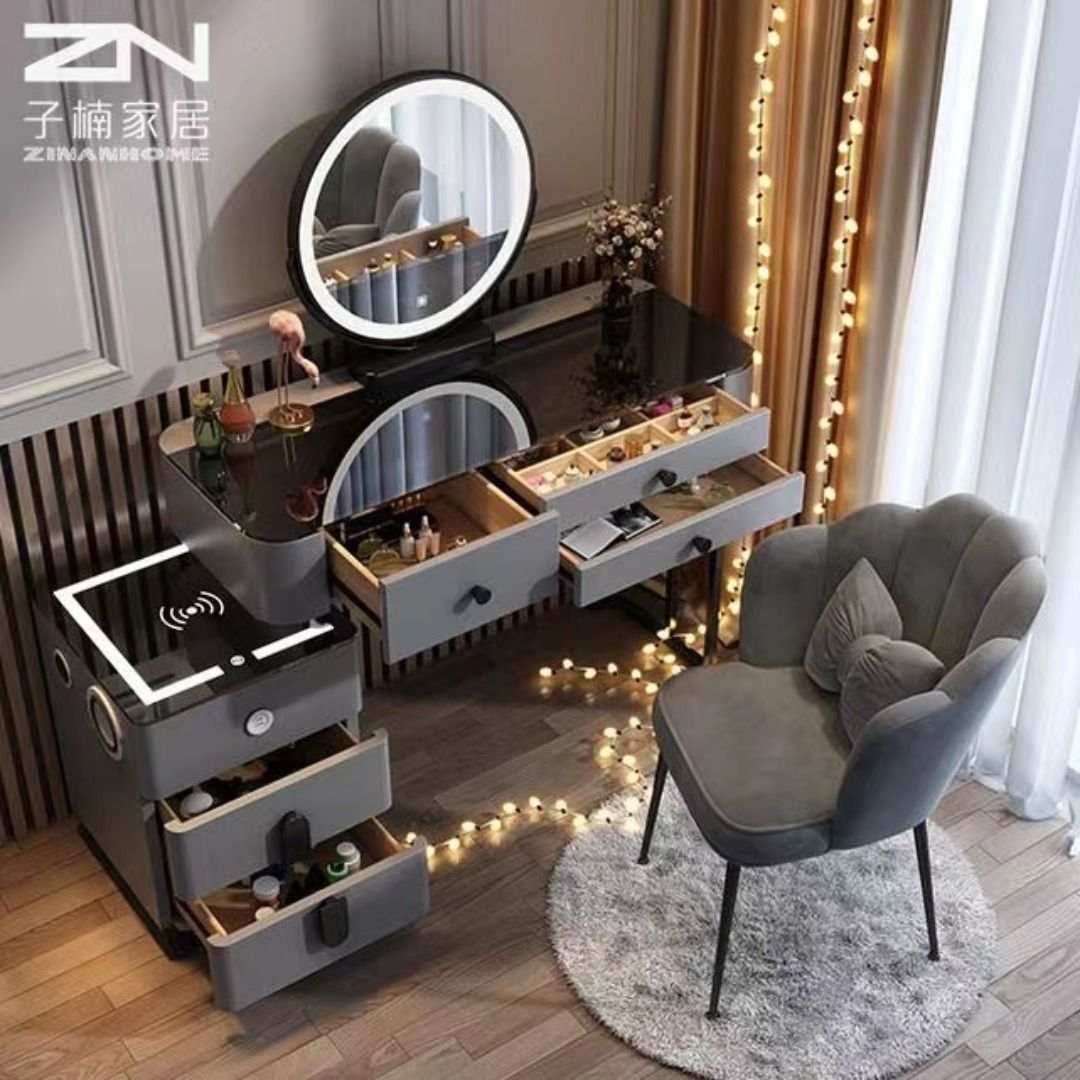 Smart solid wood dressing table with wireless charge Bluetooth speaker ...