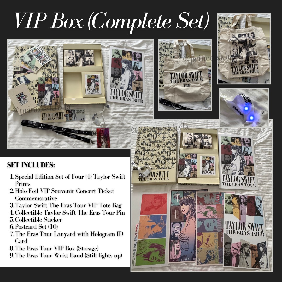 Taylor Swift The Eras Tour VIP Box (Complete Set, UNUSED, w/ wrist band ...