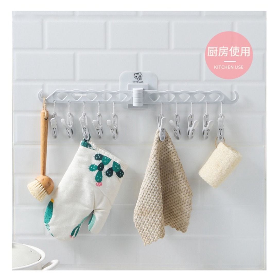 Wall Mounted Laundry Kitchen Bath Hanging Hook Pins Adjustable Hook Pin ...