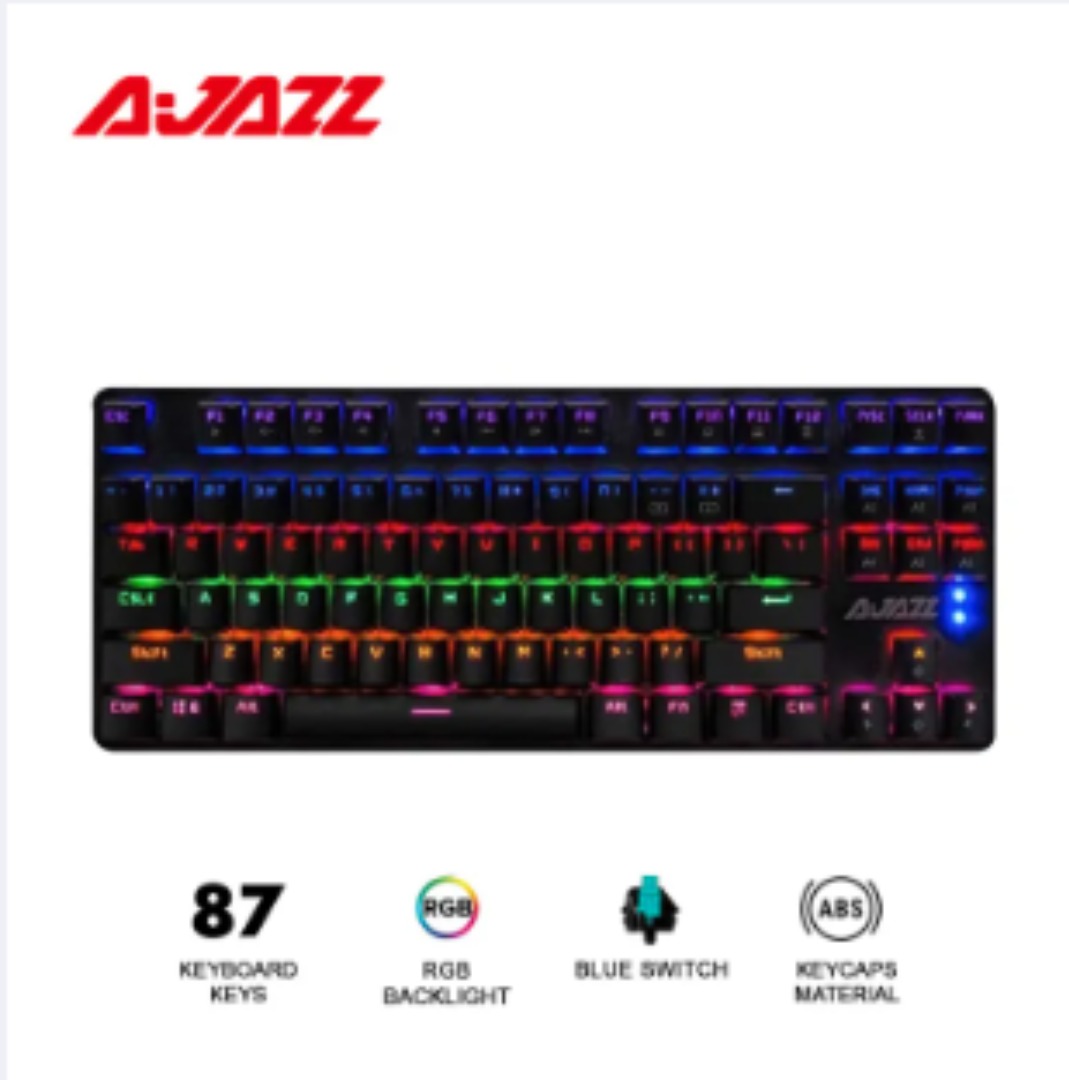Ajazz Robocop Chroma Rainbow LED TKL Mechanical Keyboard (Black) (Blue ...