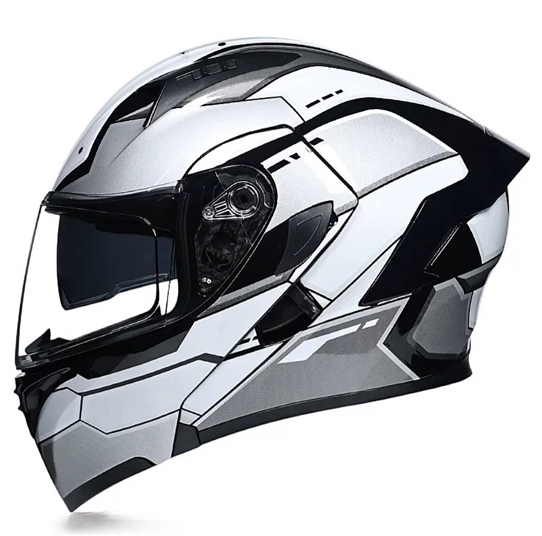 White Grey Black Designs Flip Up Modular Pista Tail Lip Fin Full Face ...