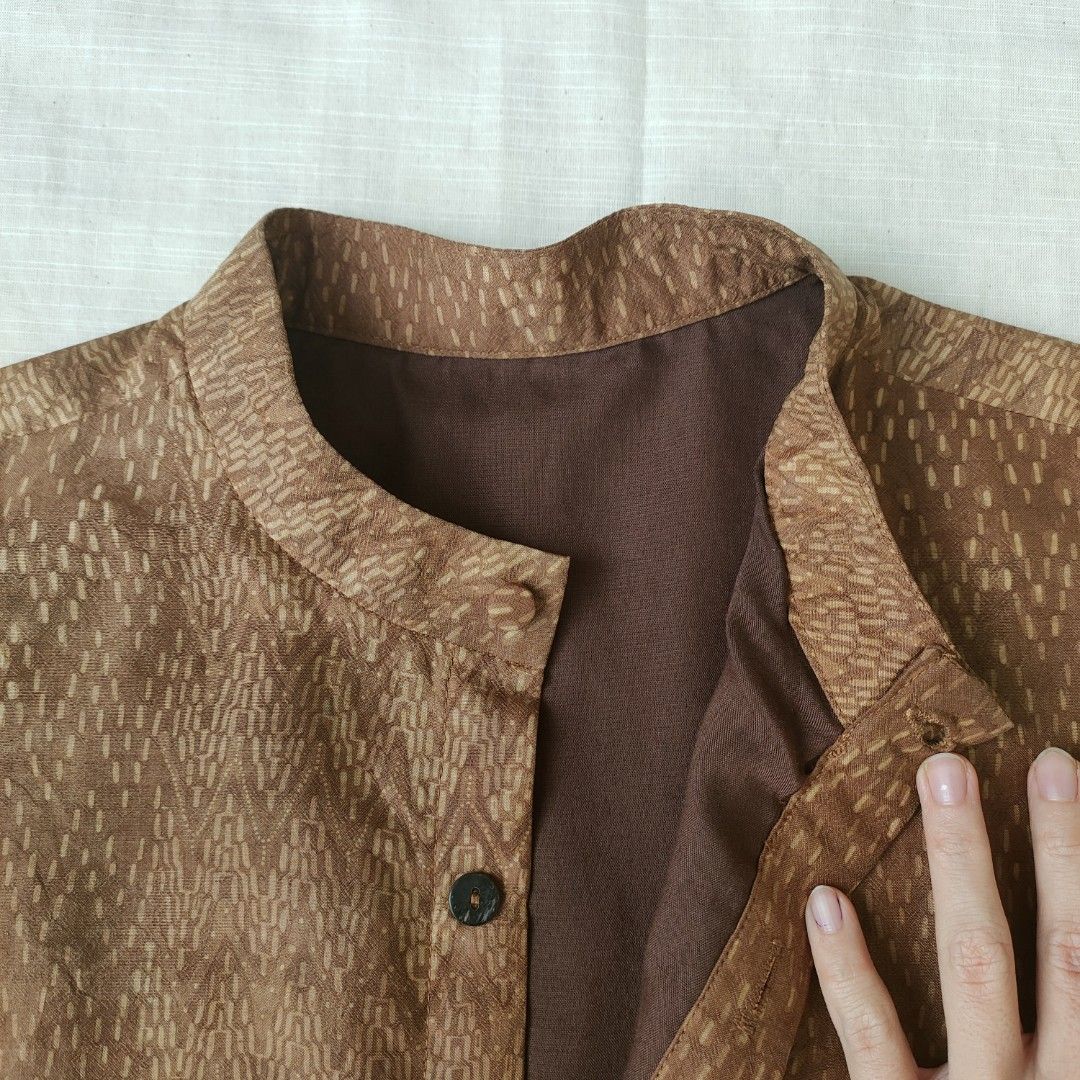 BIN House Kemeja Formal Sutera Batik Tulis Warna Alam, Fesyen Pria ...