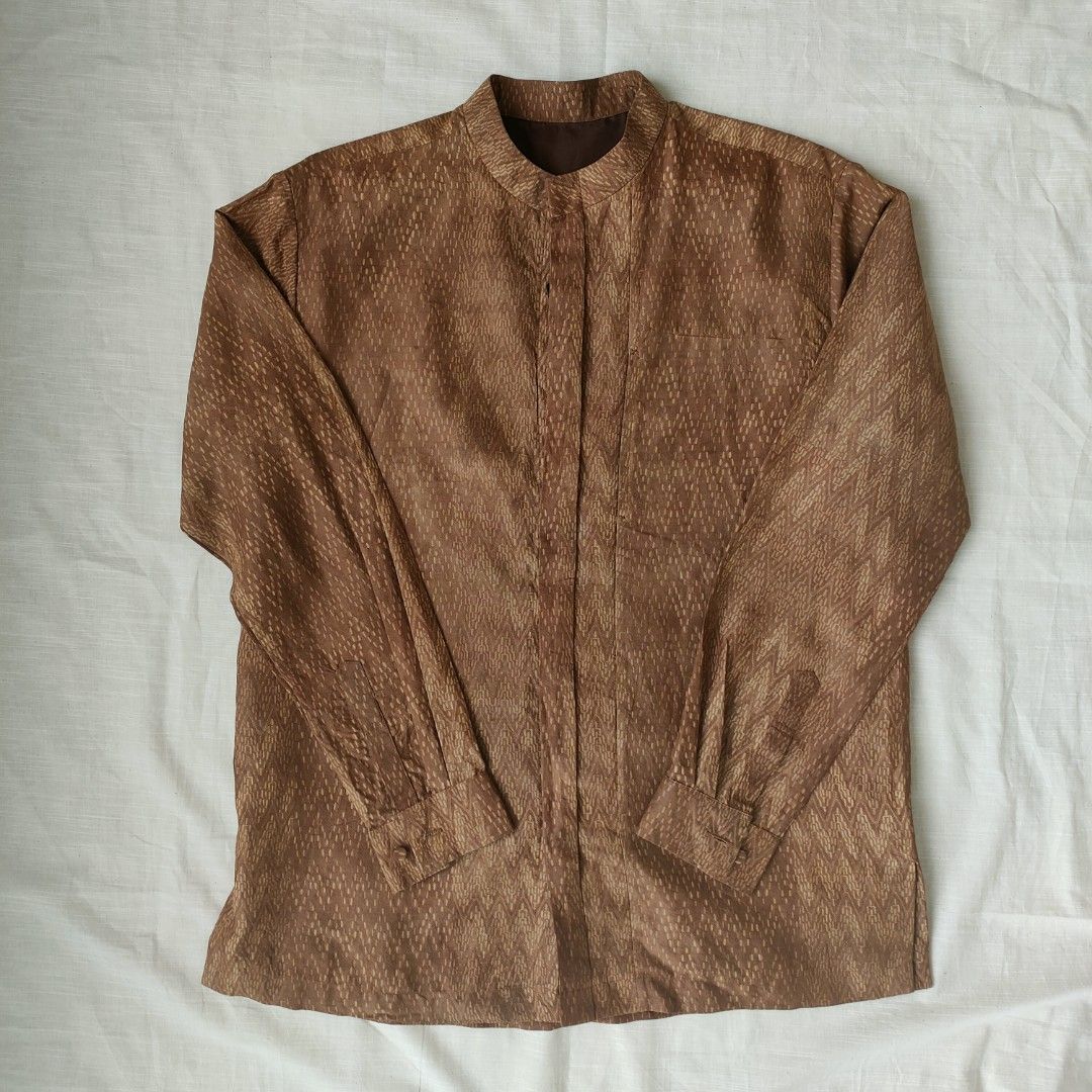 BIN House Kemeja Formal Sutera Batik Tulis Warna Alam, Fesyen Pria ...