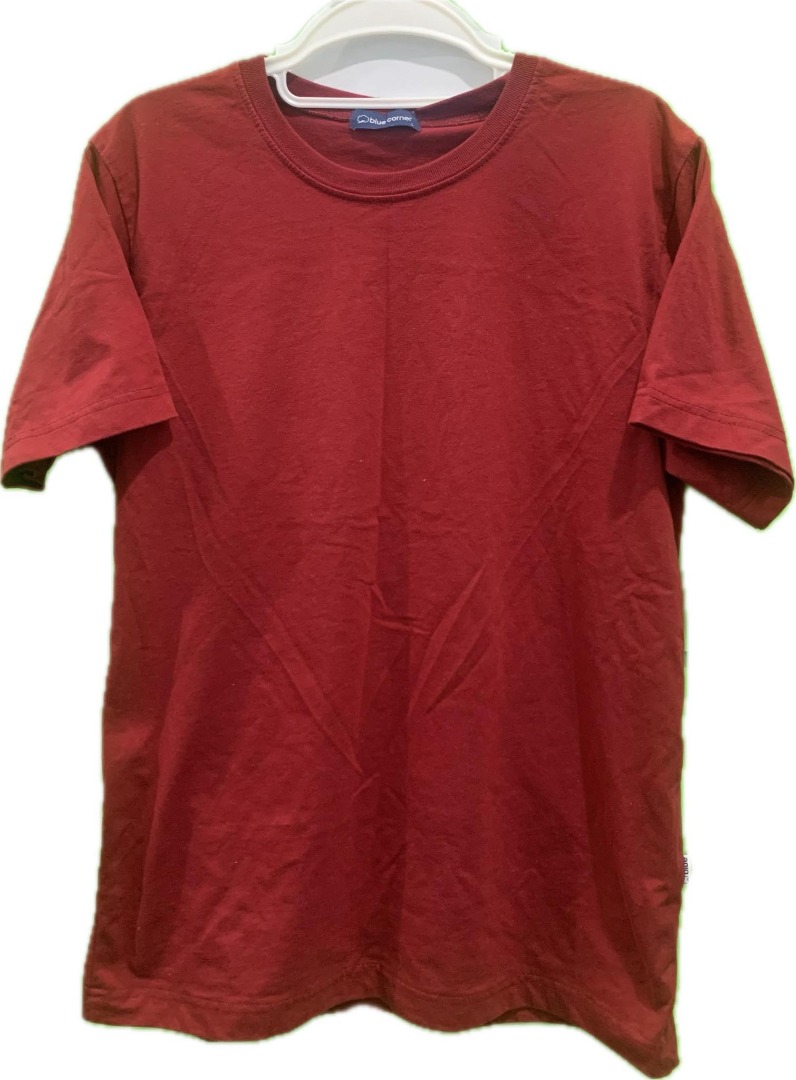 BLUE CORNER Red Basic Shirt , Men's Fashion, Tops & Sets, Tshirts ...