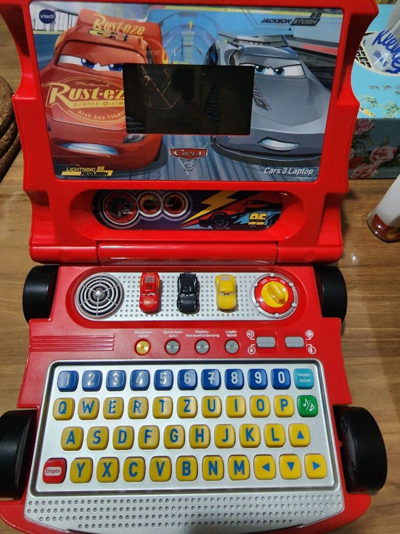 German Pixar Vtech Lightning McQueen Educational laptop toy with car ...