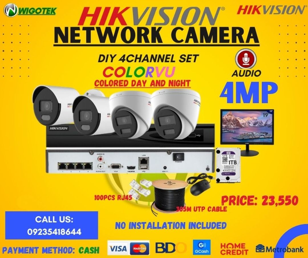HIKVISION CCTV CAMERA IP CAMERA DIY SET PACKAGE, Furniture & Home ...