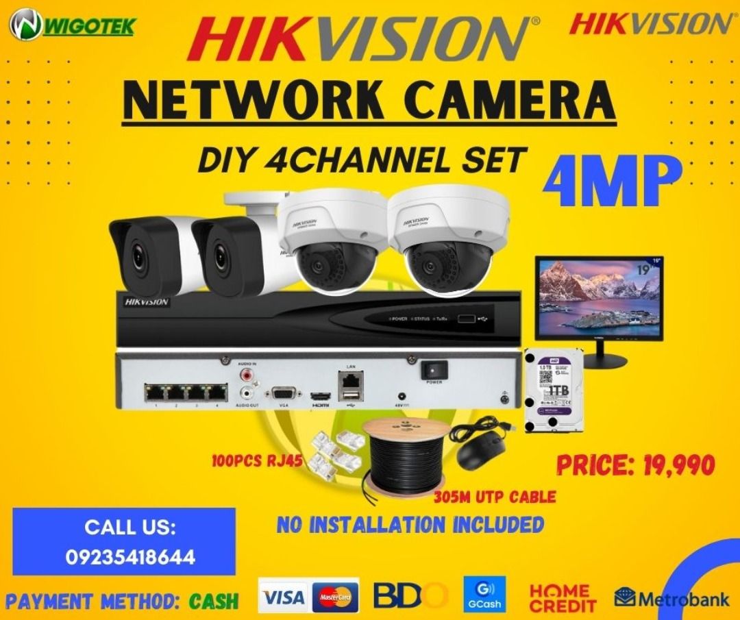 HIKVISION CCTV CAMERA IP CAMERA DIY SET PACKAGE, Furniture & Home ...