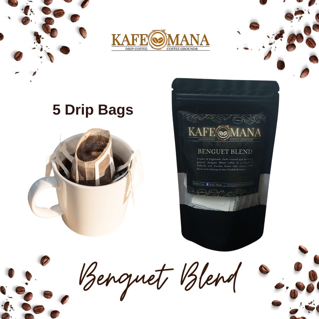 Kafe Mana BENGUET BLEND Coffee Drip Bag 5s, 10s, 50s, Medium Ground ...