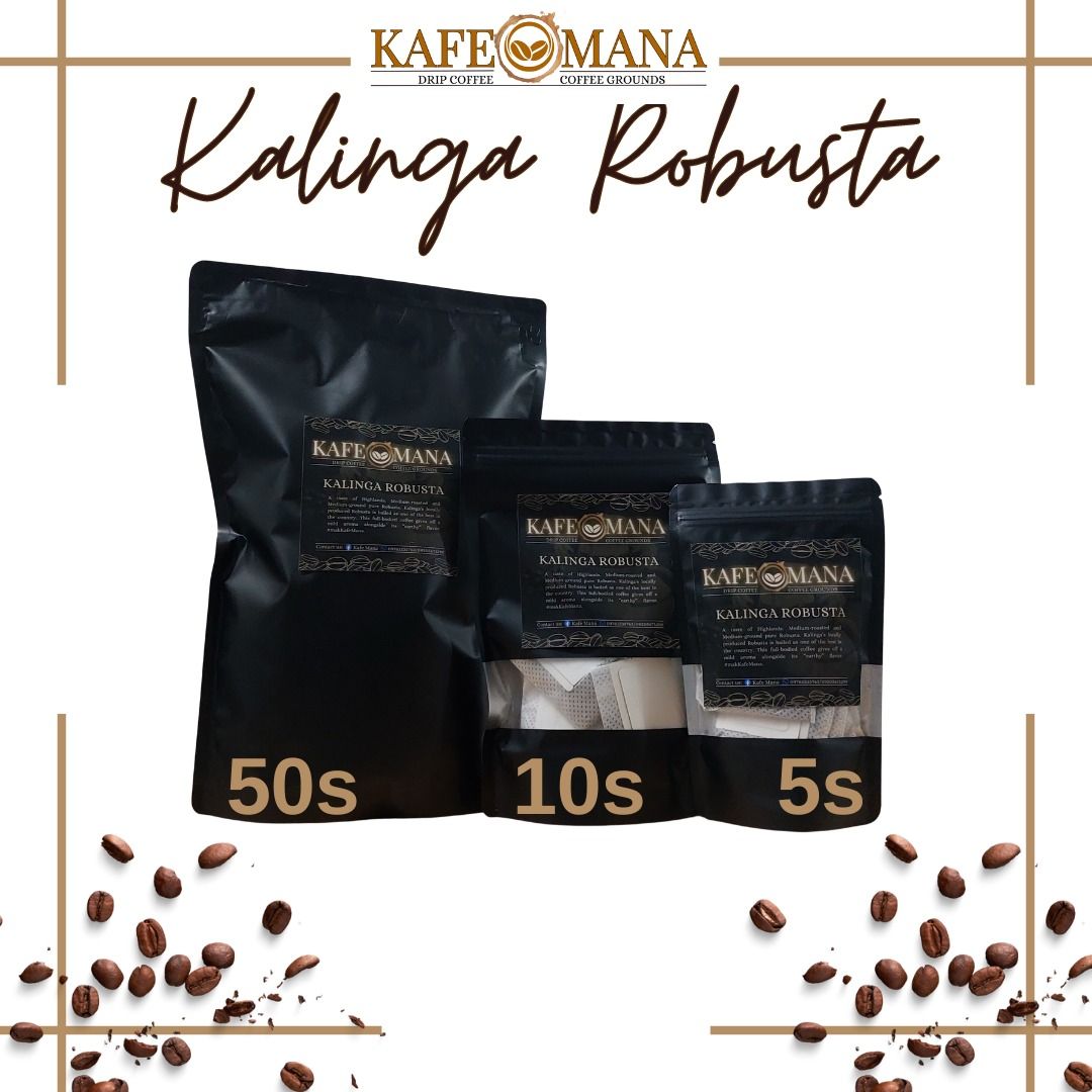 Kafe Mana KALINGA ROBUSTA Coffee Drip Bag 5s, 10s, 50s Medium Ground ...