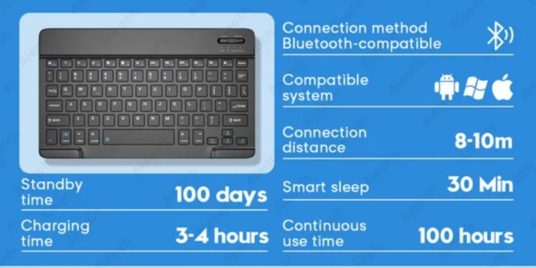 KAKUSIGA Wireless Smart Bluetooth Keyboard for Windows / MAC / Android ...