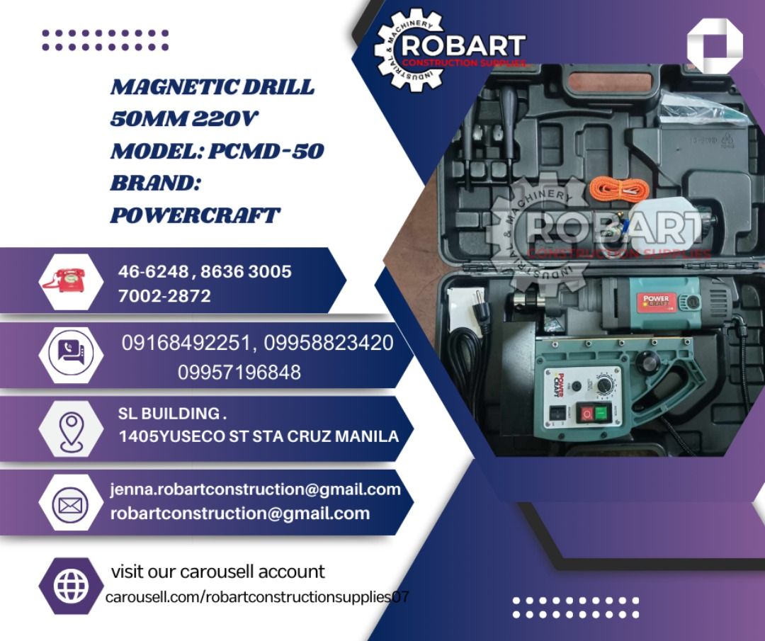 magnetic drill 50mm 220v model: PCMD-50 brand: POWERCRAFT, Commercial & Industrial, Construction ...