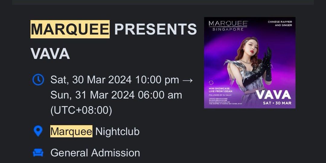 Marquee nightclub ticket 30 March 2024, Tickets & Vouchers, Event ...