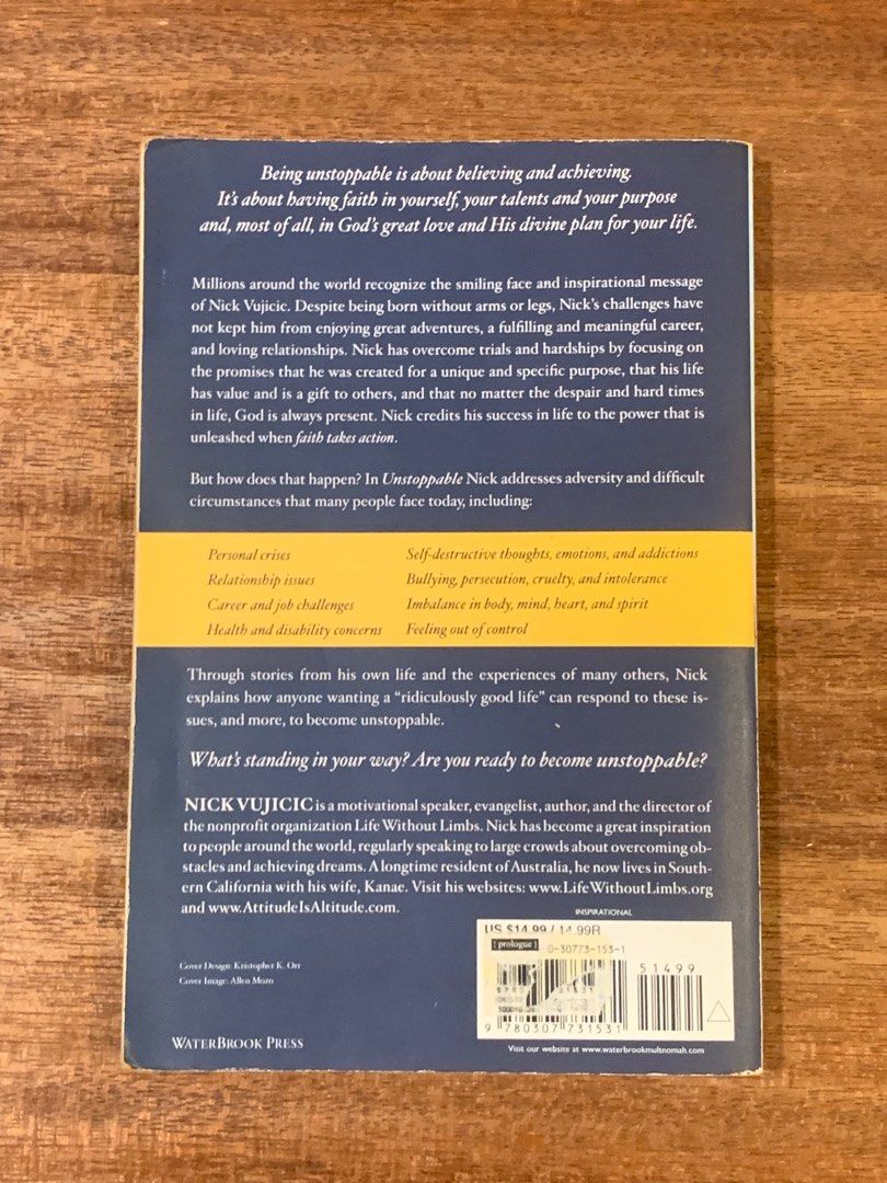 Nick Vujicic Unstoppable The Incredible Power Of Faith In Action