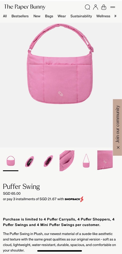 Paper Bunny Puffer swing, Women's Fashion, Bags & Wallets, Cross-body ...