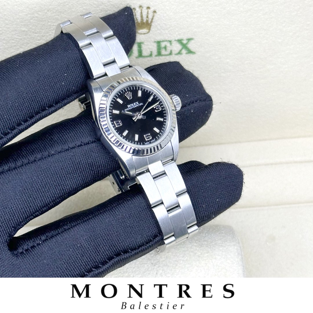 Pre Owned Rolex 26MM OP 67194 Black 369 Dial (W)(1995)(WATCH ONLY), Women's Fashion, Watches ...