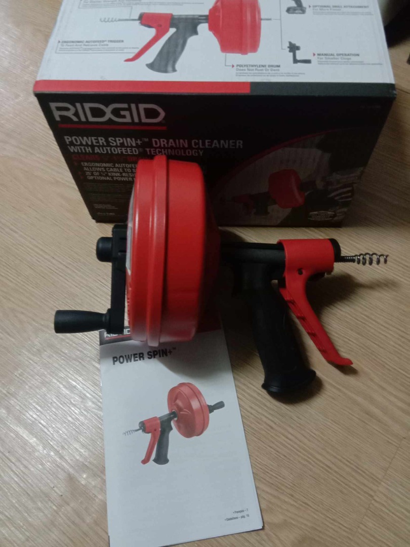 RIDGID POWER SPIN DRAIN CLEANER with Autofeed, Furniture & Home Living ...