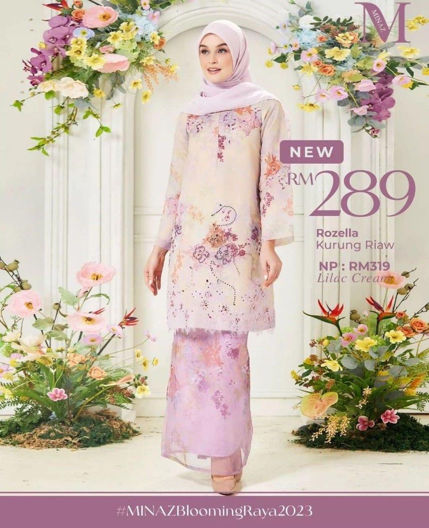 S MINAZ ROZELLA KURUNG RIAW BAJU RAYA, Women's Fashion, Muslimah ...