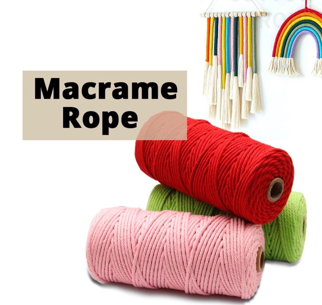 【SG】Handmade Macrame Rope 3mm 4mm 100% Cotton Colorful Cord Rope Thread ...