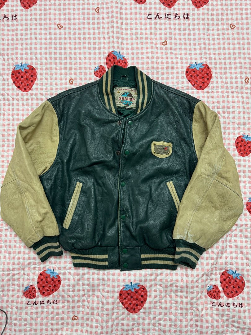 VINTAGE SEA HOP LEATHER VARSITY JACKET, Men's Fashion, Coats, Jackets ...