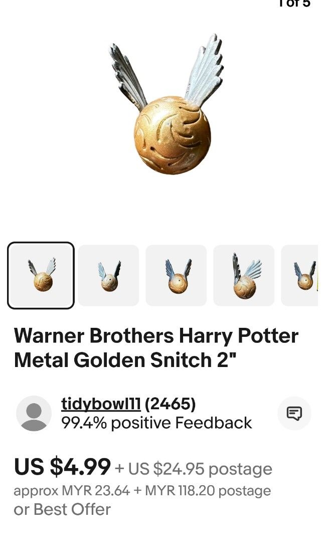 Warner Brothers Metal Golden Snitch 2', Hobbies & Toys, Collectibles ...