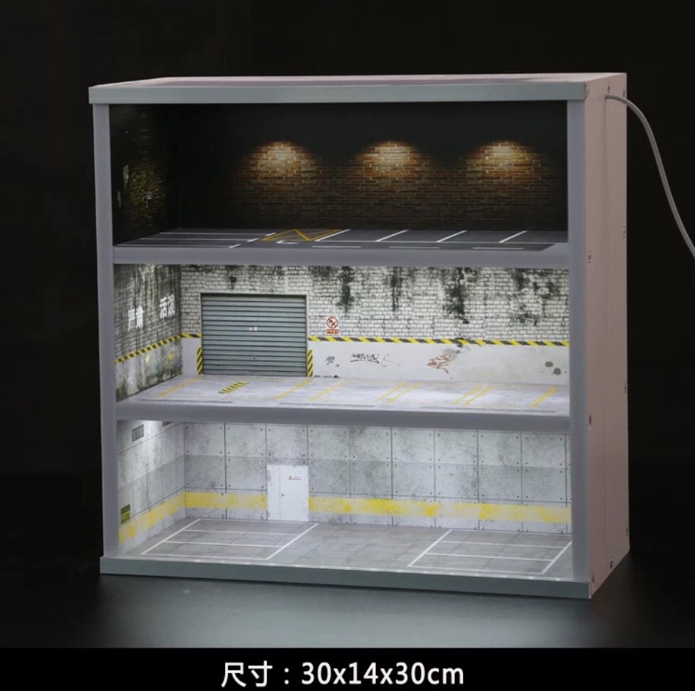 1/64 Scale 3-level Car Park Diorama Type 6 with USB Powered LED lightings (30 X 30 X 14 cm ...