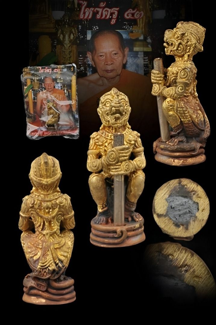 [$38] Phra Hanuman Roop Lor Holding Silver Takrut, LP Foo, Wat Bang ...