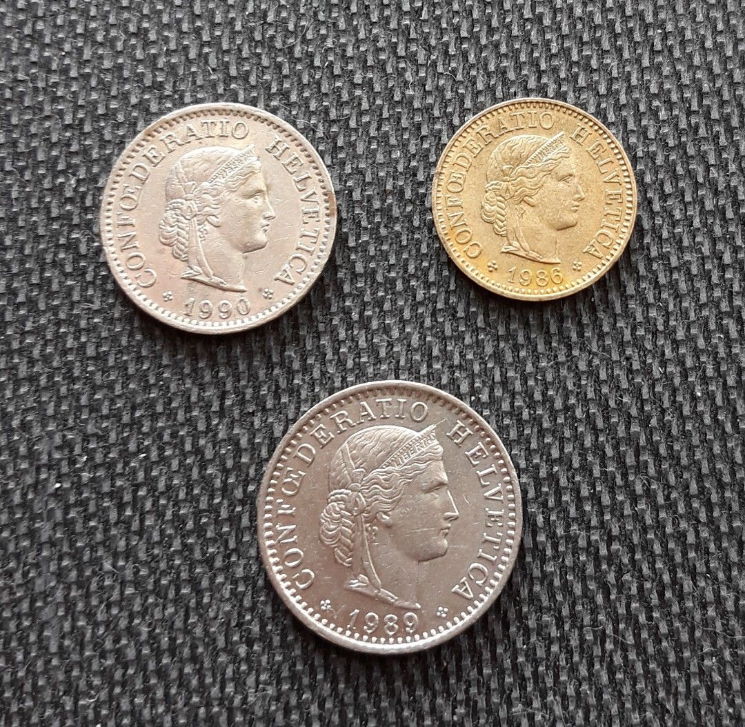 3 pcs of switzerland helvetica coins., Hobbies & Toys, Memorabilia ...